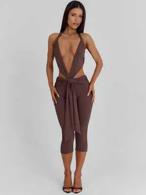 OUTCAST Isabela Jumpsuit Dark Chocolate - Brown