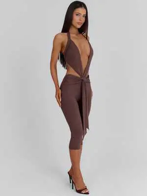 OUTCAST Isabela Jumpsuit Dark Chocolate - Brown