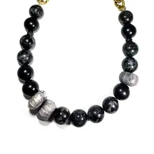 Rachel Nathan Indigo Gabbro & Bone Necklace - Black