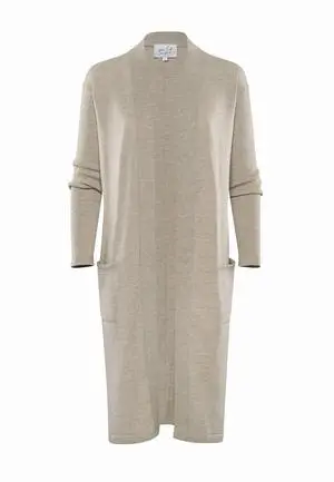 YOU LOOK PERFECT Cardigan Blossom, Long Merino Cardigan With Pockets - Brown