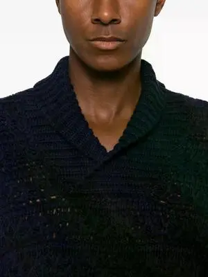 Canali Shawl-collar Open-knit Sweater