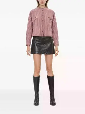 SESSUN Orregia Striped Band-collar Shirt