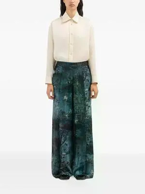 PIERRE-LOUIS MASCIA Floral-print Wide-leg Trousers