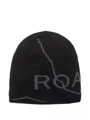 ROA Logo-intarsia Wool Beanie Hat - Black