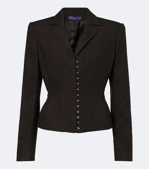 Ralph Lauren Herringbone Peplum Virgin Wool Blazer