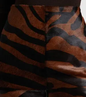 Simkhai Tobiana Zebra-print Calf Hair Midi Skirt
