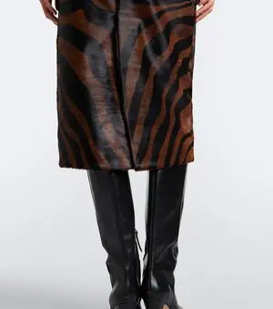 Simkhai Tobiana Zebra-print Calf Hair Midi Skirt