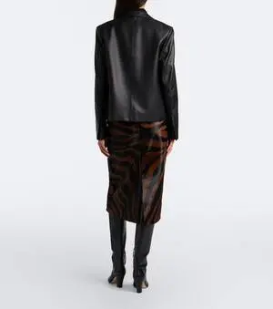 Simkhai Tobiana Zebra-print Calf Hair Midi Skirt