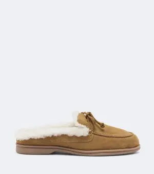 YVES SALOMON Shearling-lined Suede Mules - Beige