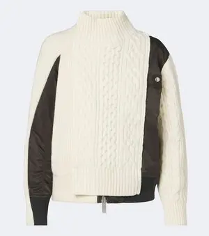 Sacai Paneled Wool Jacket - White