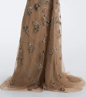 GEORGES HOBEIKA Embellished Tulle Gown - Grey