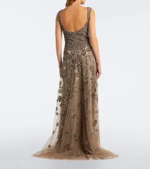 GEORGES HOBEIKA Embellished Tulle Gown - Grey