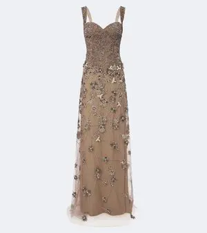 GEORGES HOBEIKA Embellished Tulle Gown - Grey