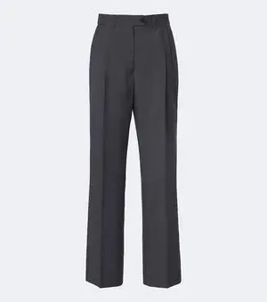 Prada Pleated Wool And Mohair Straight Pants - Grey