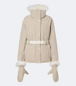 YVES SALOMON Belted Shearling-trimmed Ski Jacket - Beige
