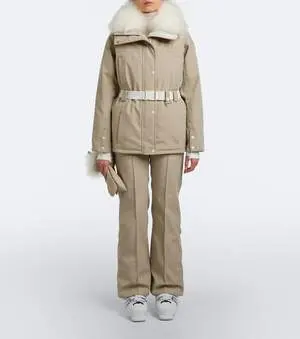 YVES SALOMON Belted Shearling-trimmed Ski Jacket - Beige