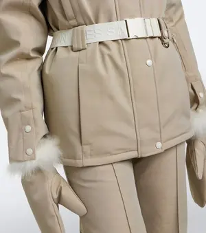 YVES SALOMON Belted Shearling-trimmed Ski Jacket - Beige