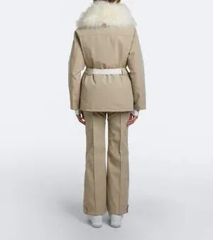 YVES SALOMON Belted Shearling-trimmed Ski Jacket - Beige