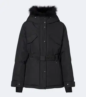 YVES SALOMON Belted Shearling-trimmed Ski Jacket - Black