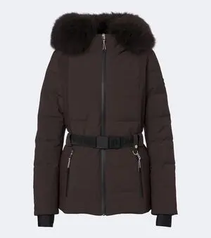 YVES SALOMON Belted Shearling-trimmed Ski Jacket Brown