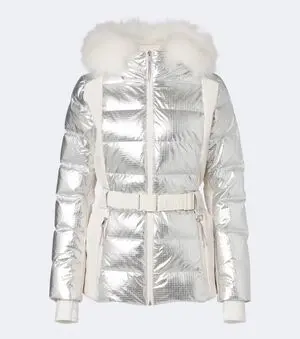 YVES SALOMON Belted Shearling-trimmed Ski Jacket Silver