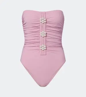 KARLA COLLETTO Maya Embellished Ruched Swimsuit - Pink