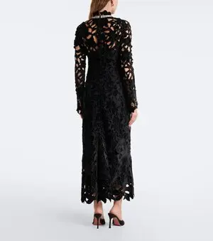 Simkhai Thiora Velvet Guipure Lace Midi Dress