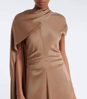 Simkhai Jacka Caped Satin Midi Dress