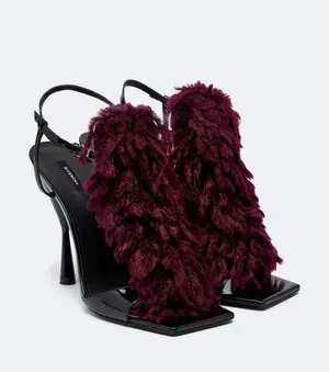 Givenchy Pompom Patent Leather Sandals - Black