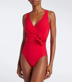 KARLA COLLETTO Rosetta Floral-appliqué Gathe Swimsuit