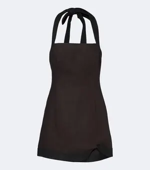 SIR. Linen Halterneck Minidress - Brown