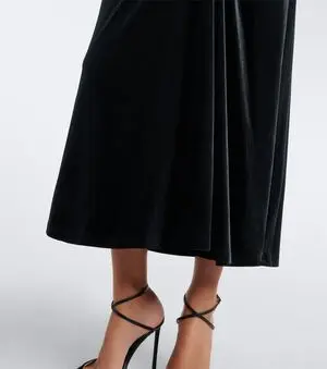 Simkhai Ferrera Gathered Velvet Midi Dress