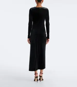 Simkhai Ferrera Gathered Velvet Midi Dress