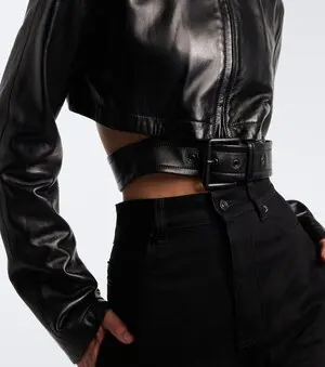 Balenciaga Belted Cropped Leather Jacket