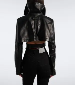 Balenciaga Belted Cropped Leather Jacket