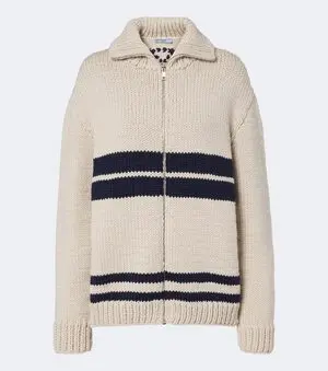 Prada Striped Wool Zip-up Cardigan - Multicoloured