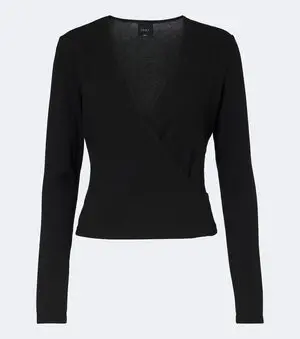 LESET Lauren Jersey Wrap Top - Black