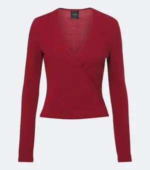 LESET Lauren Jersey Wrap Top - Red