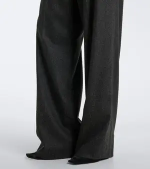 Khaite August Wool And Cashmere Wide-leg Pants