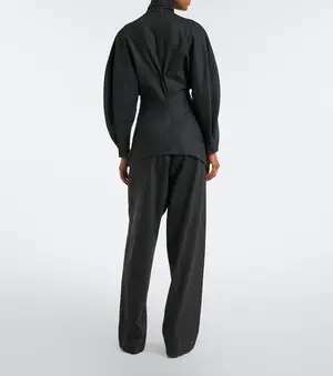 Khaite August Wool And Cashmere Wide-leg Pants