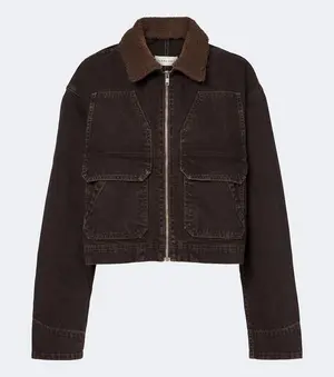 SLVRLAKE Atlas Worker Shearling-trimmed Denim Jacket - Brown
