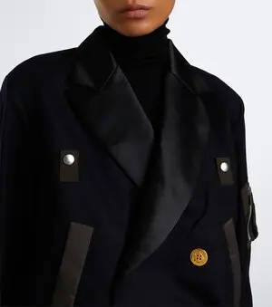Sacai Paneled Wool Flannel And Twill Jacket