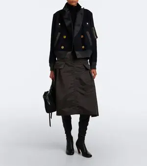 Sacai Paneled Wool Flannel And Twill Jacket
