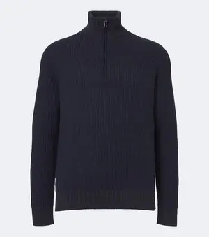 Bogner Dwayne Wool And Cashmere Half-zip Sweater - Blue