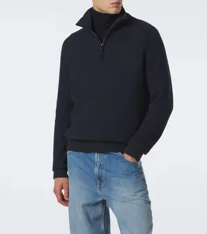 Bogner Dwayne Wool And Cashmere Half-zip Sweater - Blue