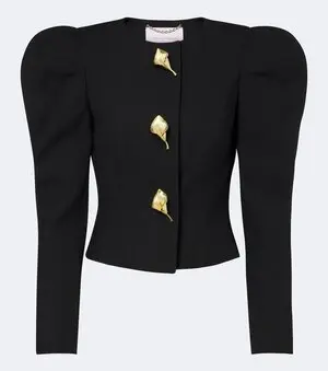 Carolina Herrera Puff-sleeve Wool-blend Jacket - Black
