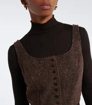 Ralph Lauren Sherry Wool And Cashmere-blend Tweed Top