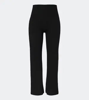 LESET Lauren Cropped Jersey Flared Pants - Black