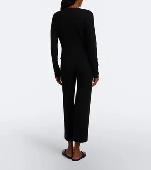 LESET Lauren Cropped Jersey Flared Pants