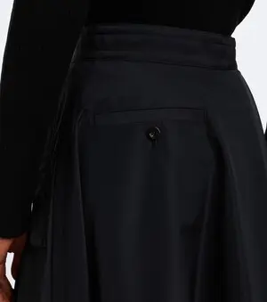 Sacai Paneled Taffeta And Wool Flannel Midi Skirt